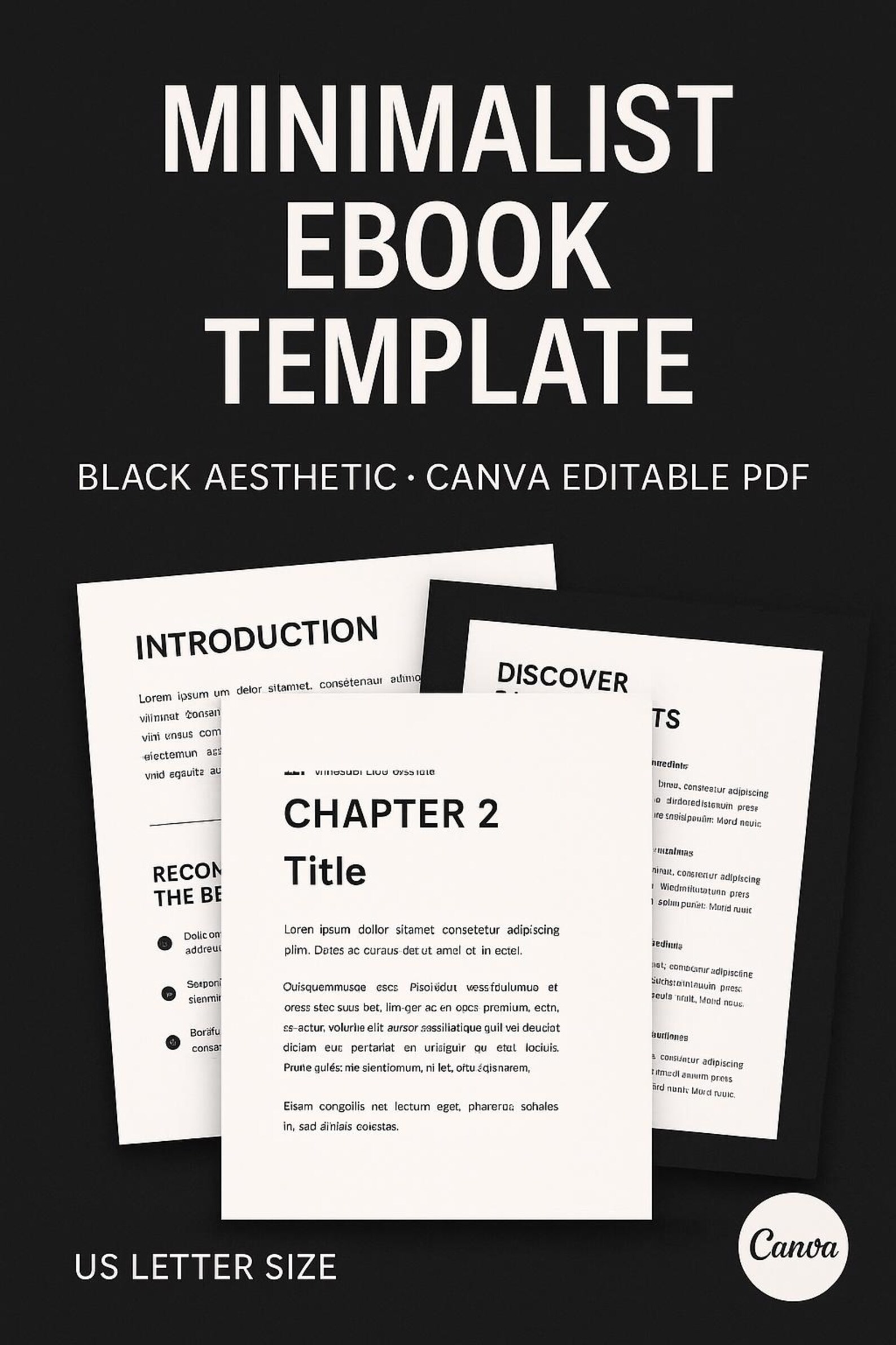 Minimalist Ebook Template - Black Aesthetic - Canva Editable PDF - Etsy