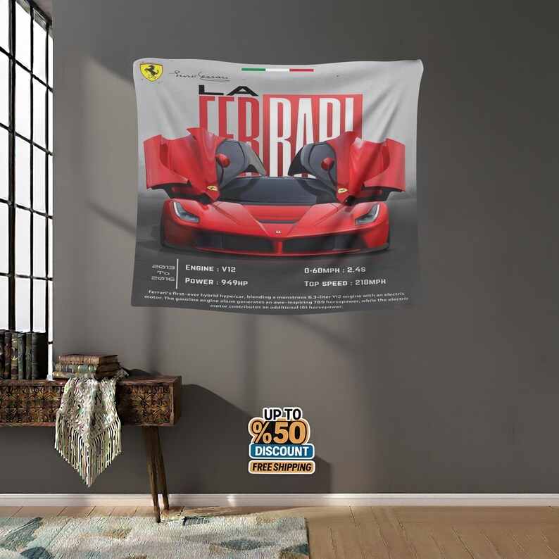 Ferrari Laferrari Wall Art, Supercar Poster Tapestry, Luxury Sports Car ...