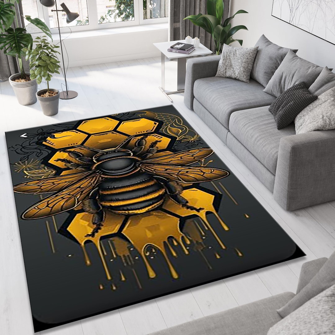 Bee Rug, Bee Design Area Rug, Bee Pattern Rug,honey Bee Rug,bee Themed ...