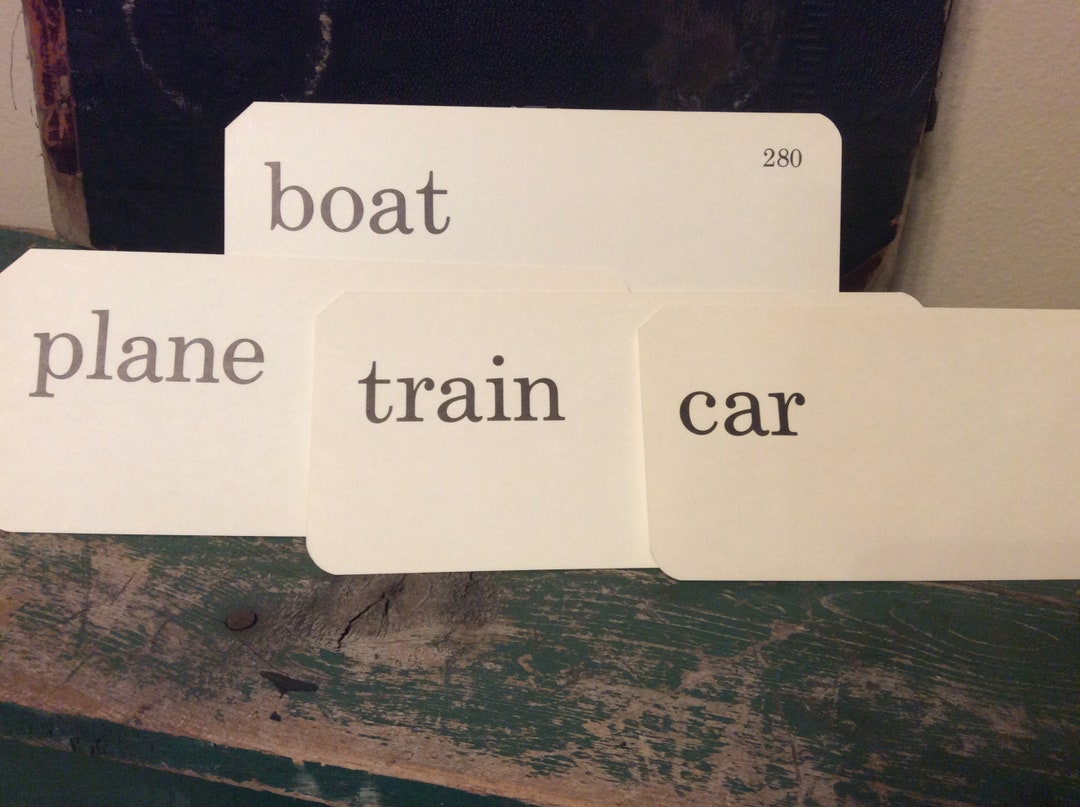 Vintage Flash Card Vehicle Transportation Four Car Set Car Train Plane ...