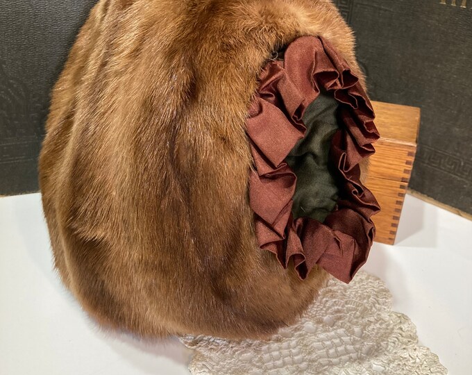 Vintage Mink Muff Large Lined Hand Warmer Wedding Winter Bridal Muff ...