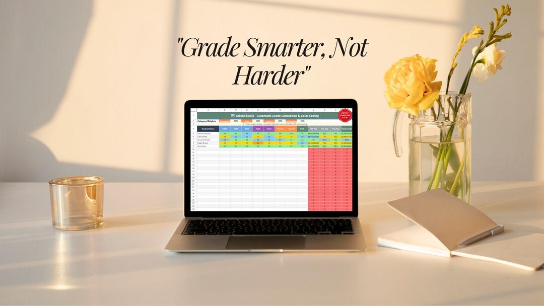 Digital Gradebook Template for Teachers | Elementary School Grade ...