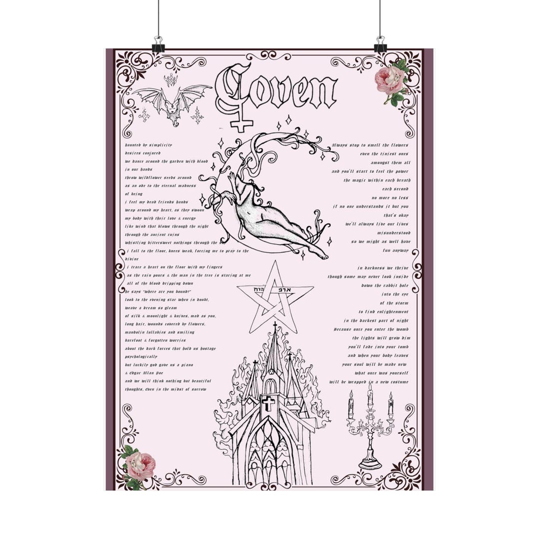 Art Angel Coven Pink Line Art Print - Etsy