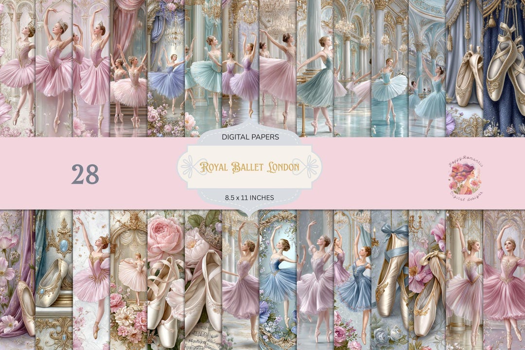 Royal London Ballet Digital Papers Ballet Dancer Backgrounds Pink Blue ...