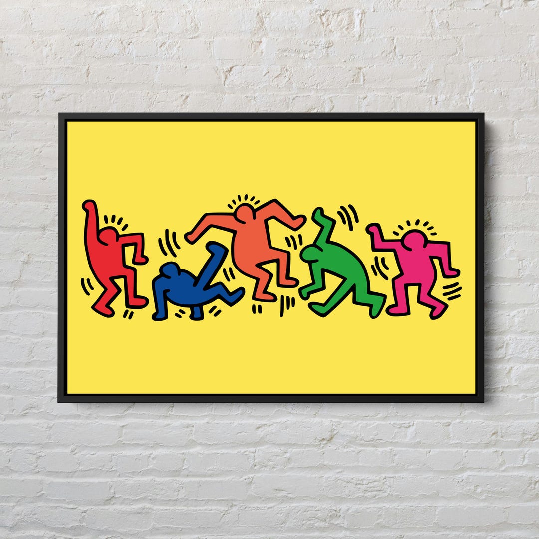 Keith Haring Dancing People Canvas Print: Black & White Exhibition - Etsy