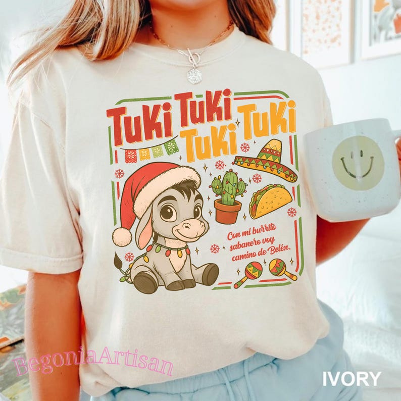 Tuki Tuki Donkey Christmas Comfort Colors Shirt, Mi Burrito Sabanero ...