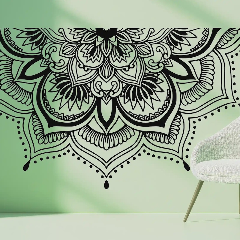 Half Mandala Wall Decal - Etsy