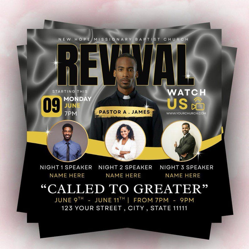 Church Revival Flyer Template | Editable Canva Religious Event Flyer ...