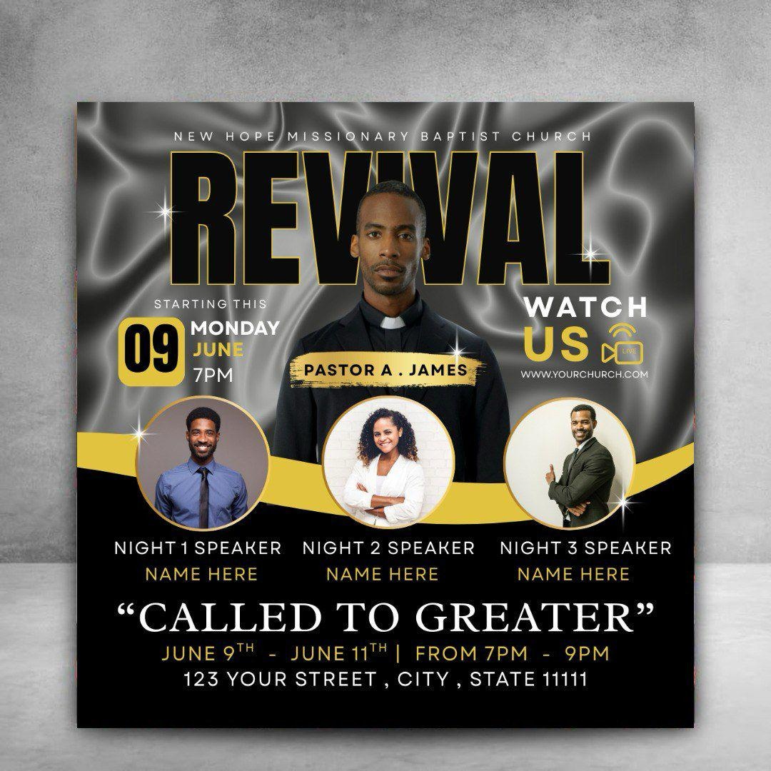Church Revival Flyer Template | Editable Canva Religious Event Flyer ...