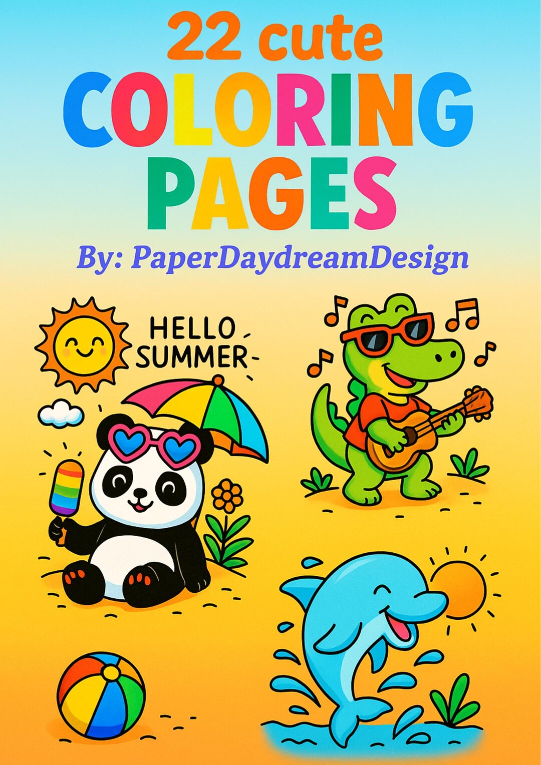 22 Summer Animal Coloring Pages for Kids – Beach, Surfing, Ice Cream ...