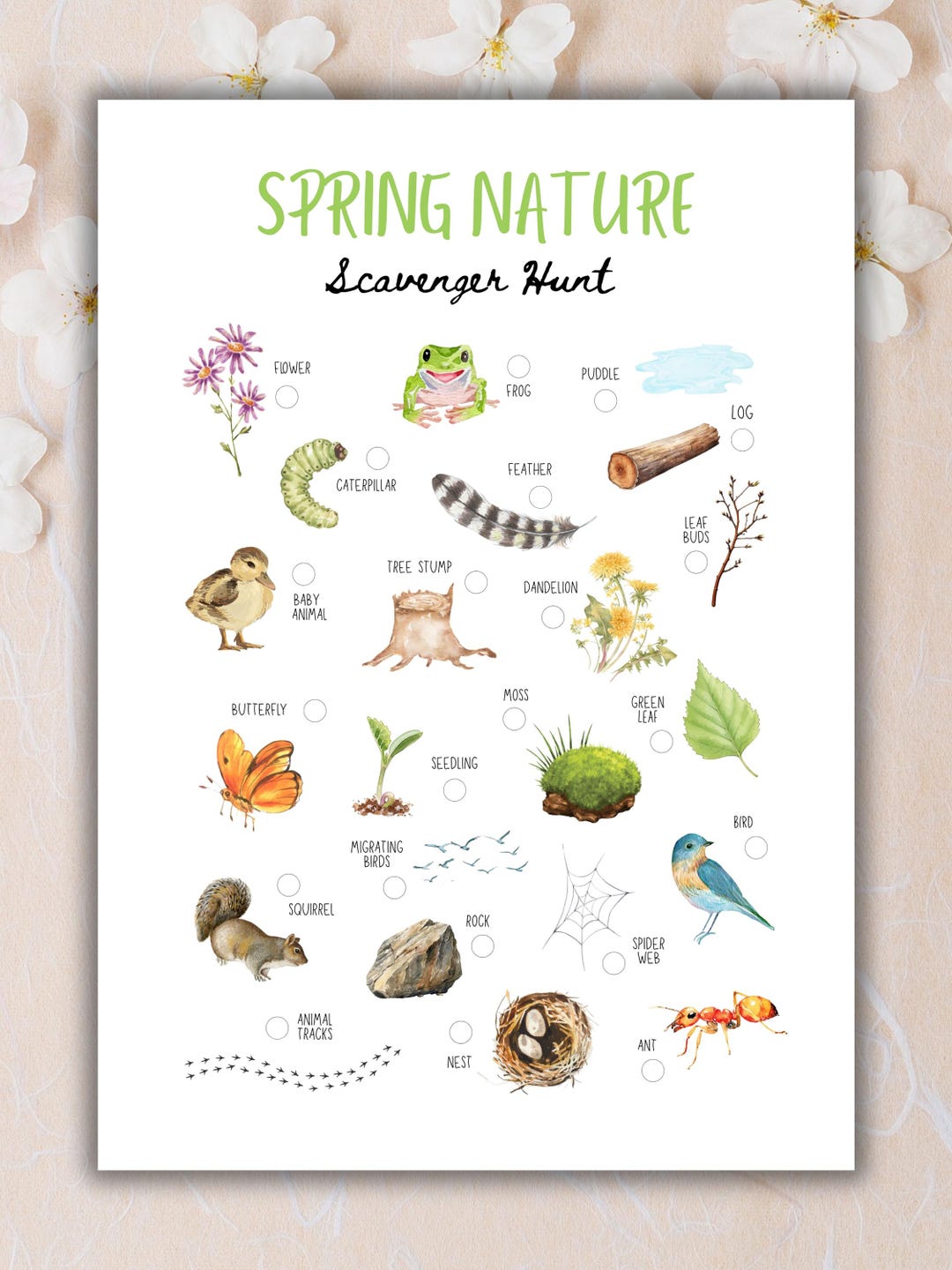 Spring Nature Scavenger Hunt: Kids Printable Game - Etsy