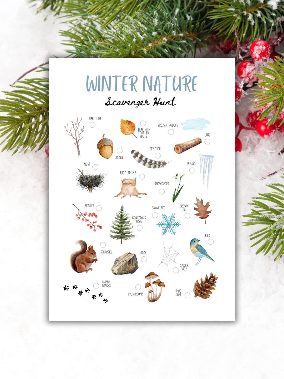 Winter Nature Scavenger Hunt: Kids Printable Game - Etsy