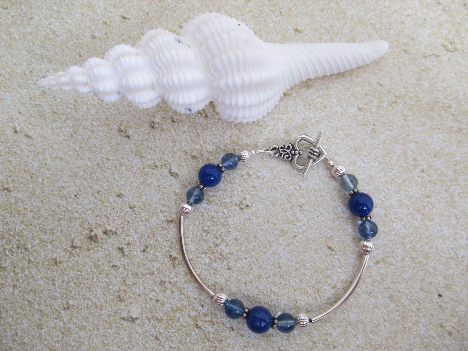 Cobalt Blue Jade & Blueberry Quartz Bracelet - Etsy