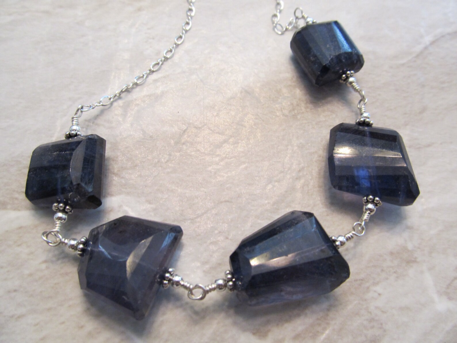 Iolite Necklace in Sterling Silver Wire-wrapped Hand-wrought - Etsy