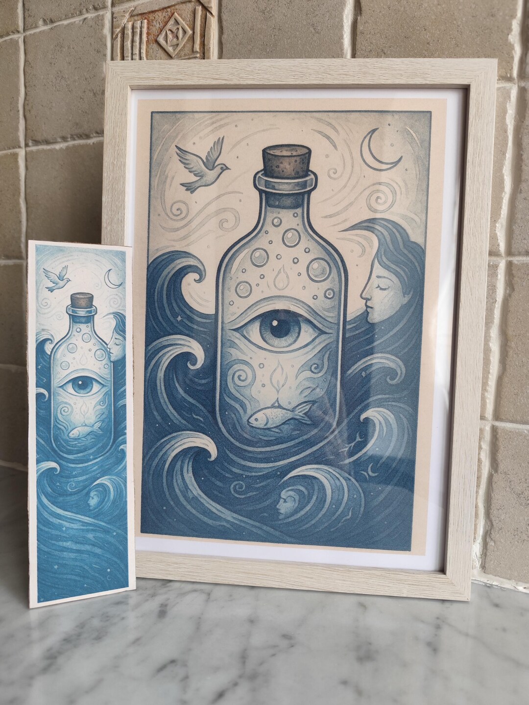 Digitized Drawing With Frame and Bookmark | Intuitive Art - Etsy Australia