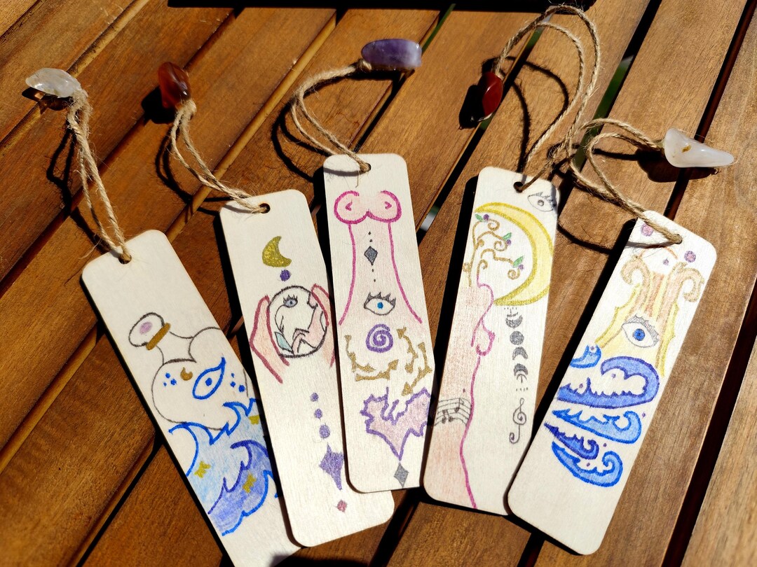 Handcrafted Wooden Bookmarks With Natural Crystals of Amethyst ...