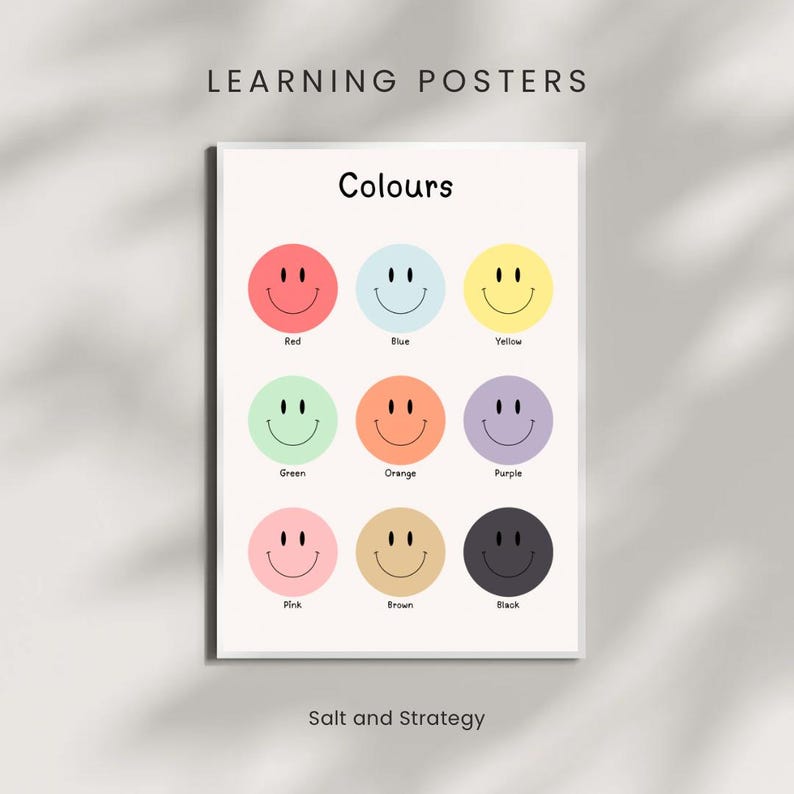 Learning Posters: Smiley Faces Colours - Etsy