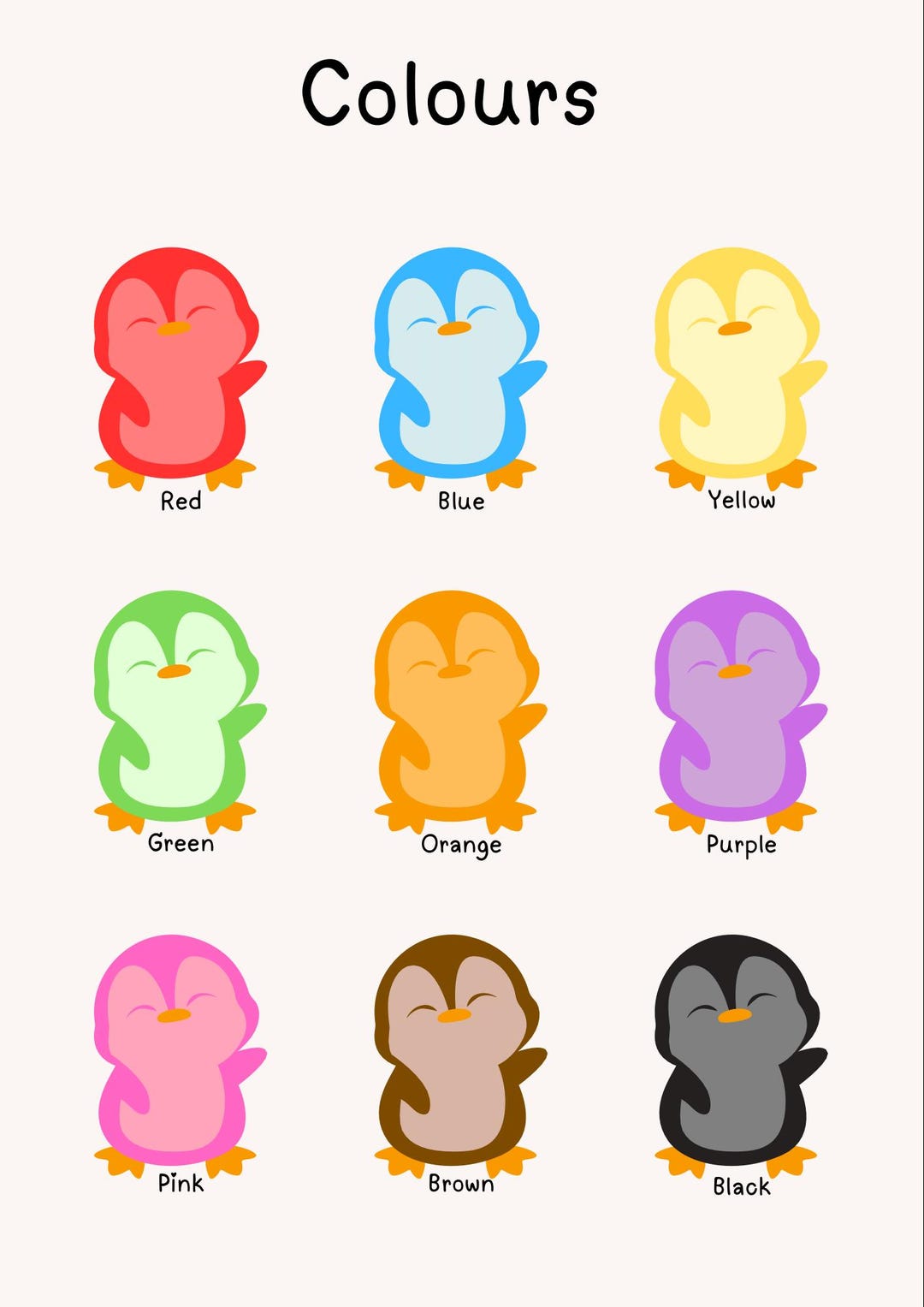 Learning Posters: Penguin Colours - Etsy