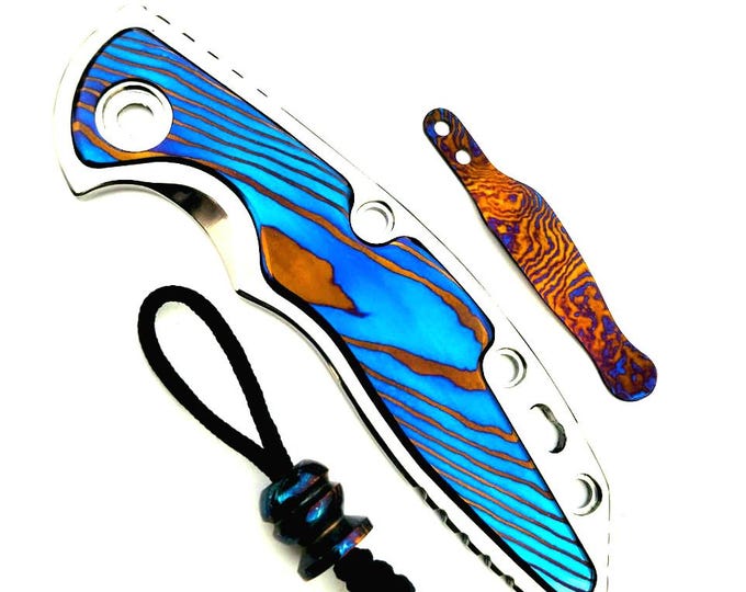 Timascus Inlay Titanium Knife Scale Set: XM-18 3.5" Pocket Clip ...