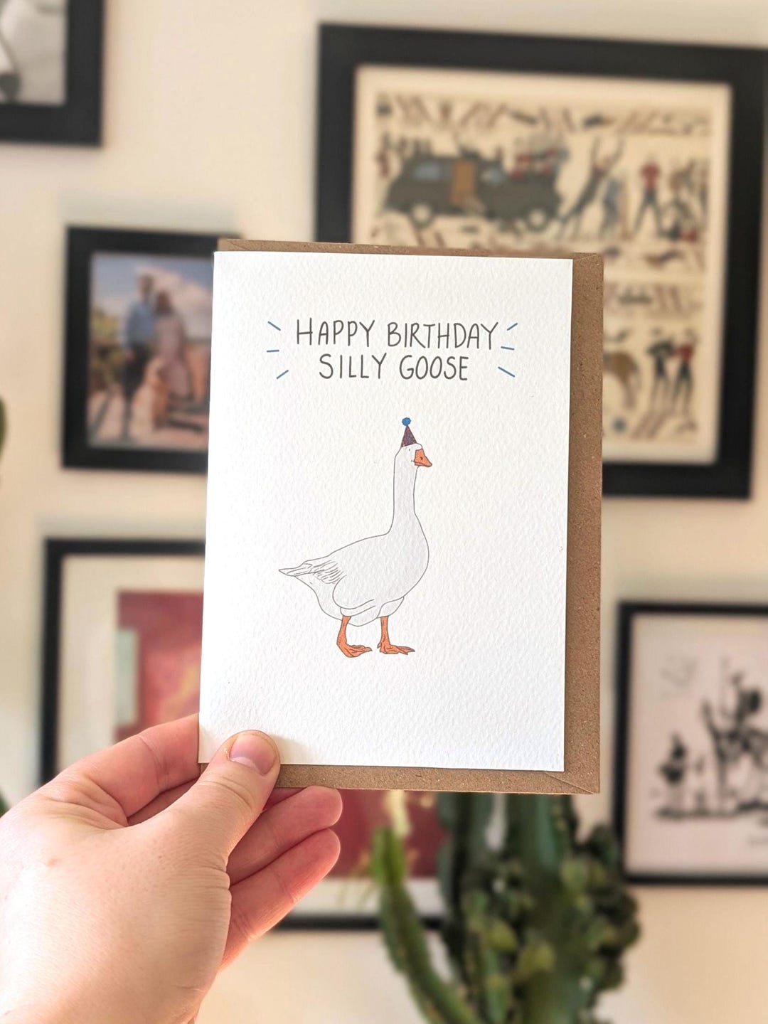 Happy Birthday Silly Goose Card. A6 Illustrated Greeting Card. Hand ...