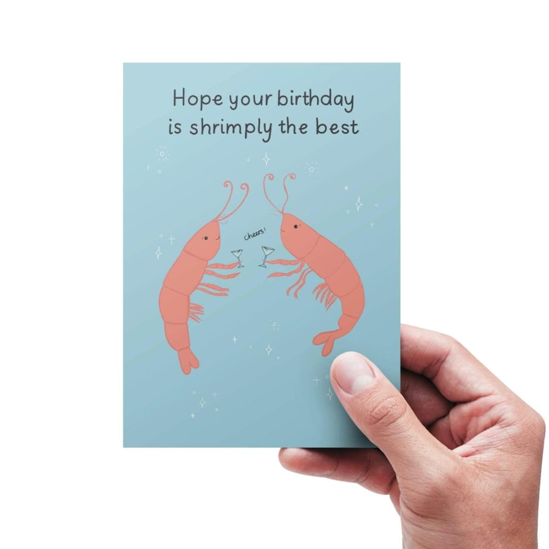 Funny Shrimp Birthday Card: Illustrated Prawn Joke, Sealife Lover - Etsy