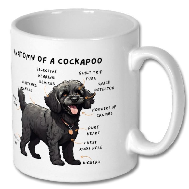Cockapoo Mug. 10oz Ceramic Mug. Anatomy of a Cockapoo. Cute Cockapoo ...