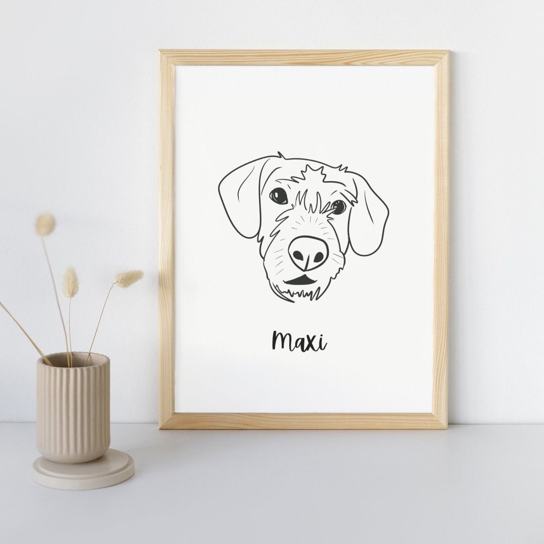 Custom Digital Pet Line Drawing. Pet Portrait. Fine Line Illustration ...