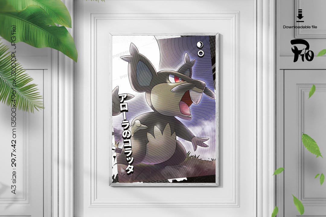 Alolan Rattata Poster | High Quality Pokémon Anime Poster | Printable ...