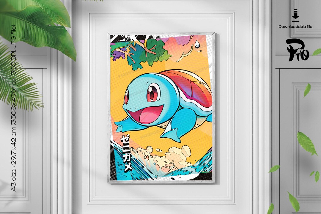 Squirtle Poster | High Quality Pokémon Anime Poster | Printable Wall ...