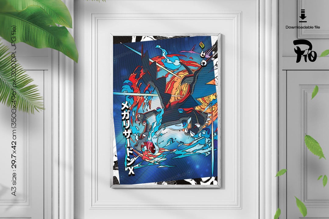 Mega Charizard X Poster | High Quality Pokémon Anime Poster | Printable ...