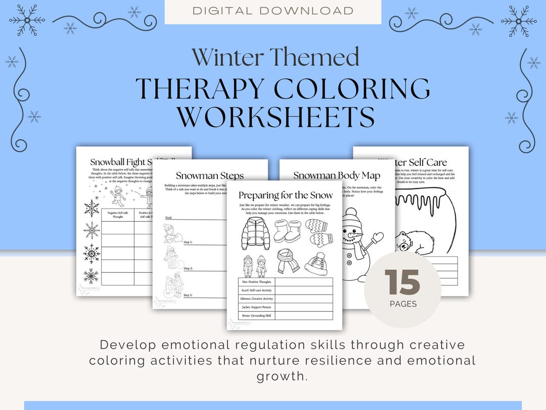 Winter Themed Therapy Worksheets Mindfulness Coping Skills Printable ...