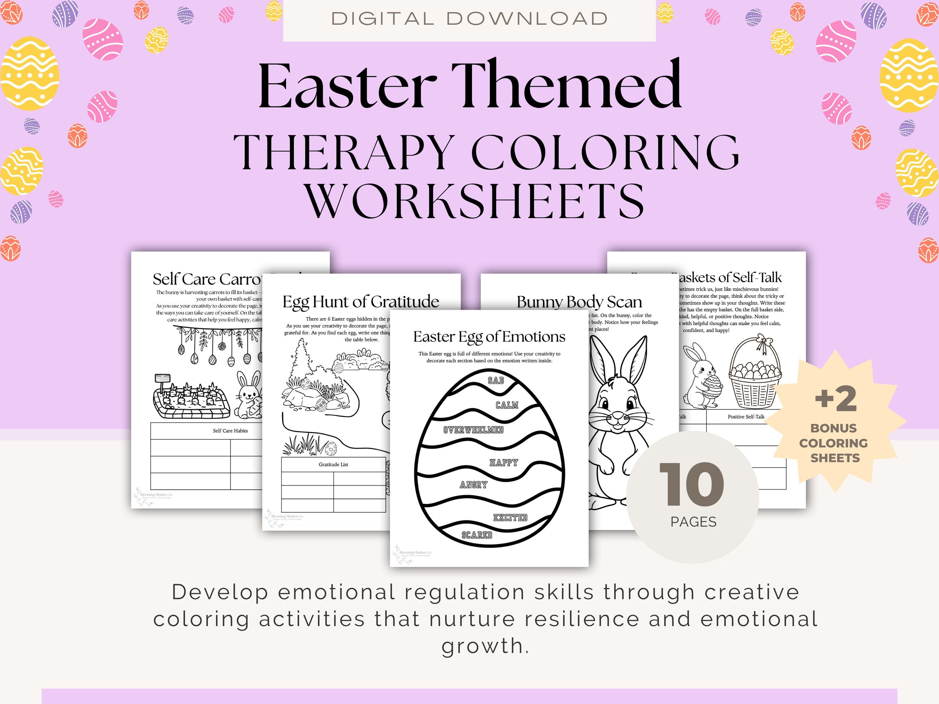Easter Themed Therapy Worksheets Mindfulness Coping Skills Printable ...