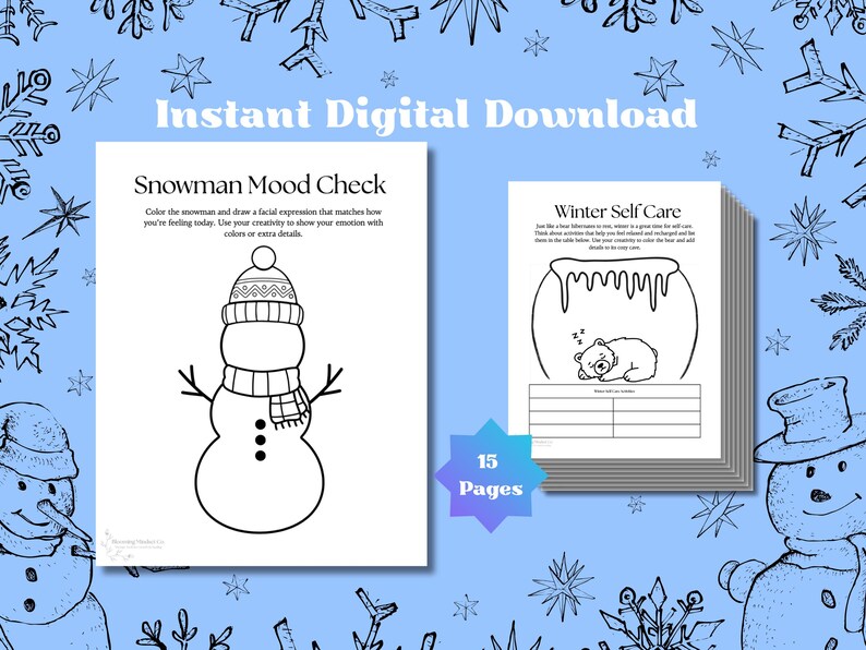 Winter Themed Therapy Worksheets Mindfulness Coping Skills Printable ...