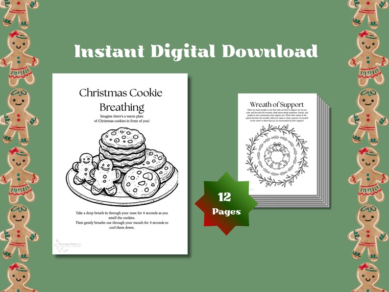 Christmas Themed Therapy Worksheets Mindfulness Coping Skills Printable ...
