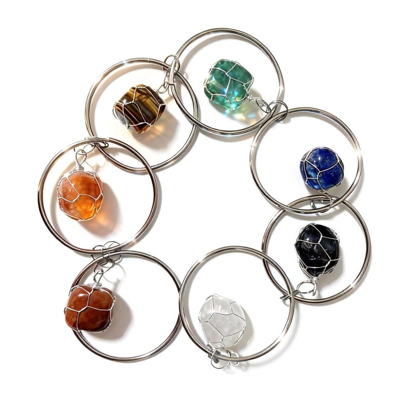 7 Chakra Crystal Hanging, Christmas Gift, Natural Stones With Gold ...