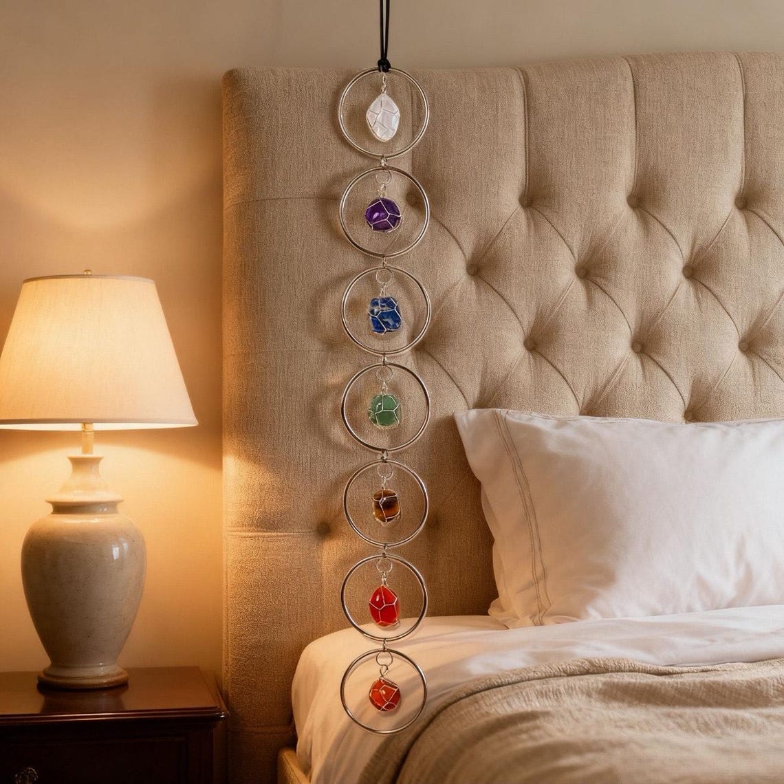 7 Chakra Crystal Hanging, Christmas Gift, Natural Stones With Gold ...