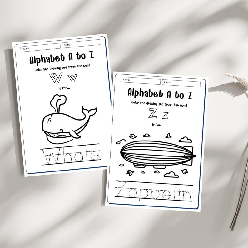 A- Z Kids Coloring & Tracing Book – Fun Educational, Printable / PDF ...