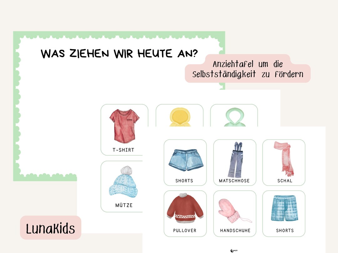 Children's Dressing Chart | Clothing & Take-along Cards | Daycare ...