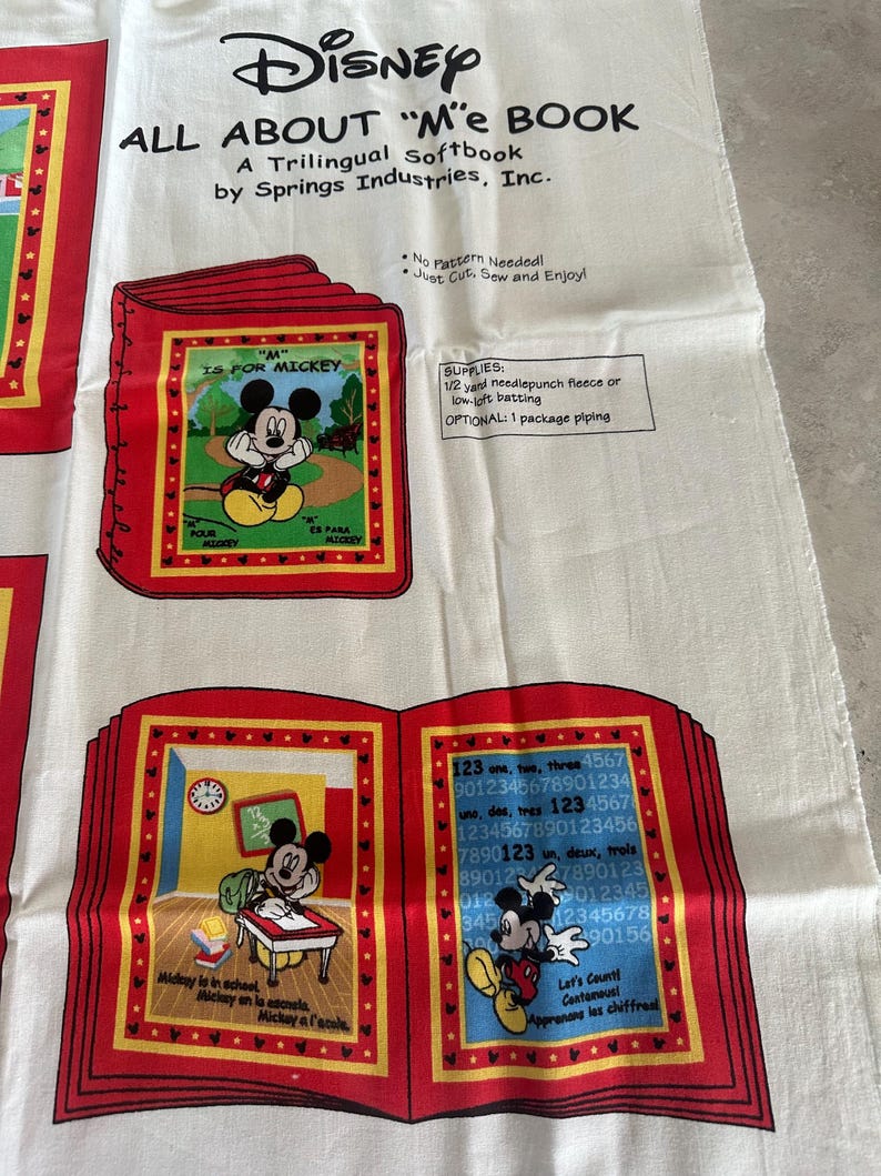 Disney All About Me Mickey Mouse DIY Fabric Panel Book - Etsy