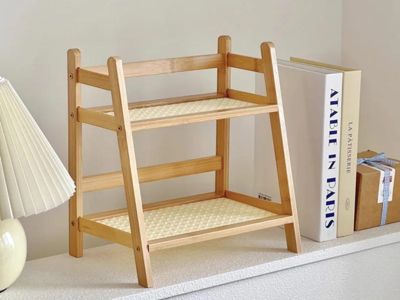 2-tier Bamboo Countertop Organizer – Coffee Cup Holder, Storage Shelf ...