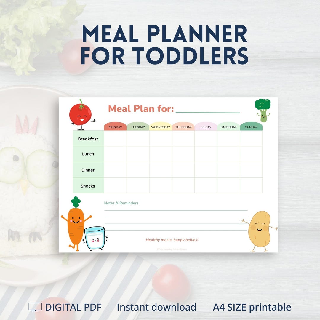 Printable Toddler Meal Planner – A4 Weekly Food Schedule for Kids ...