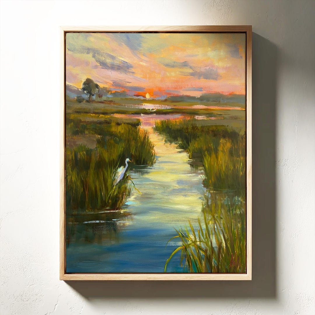 Marsh Sunset Print Wall Art Coastal Home Decor Idea Living Room Wall ...