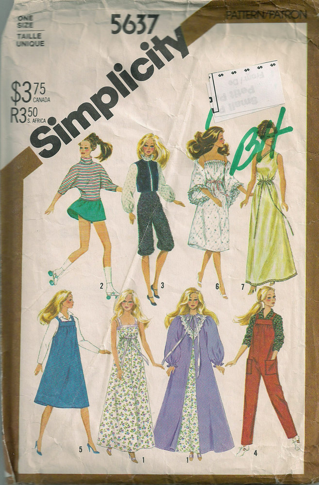 Sale-barbie Doll Pattern- Vintage 80s- Simplicity 5637- Cut Complete ...