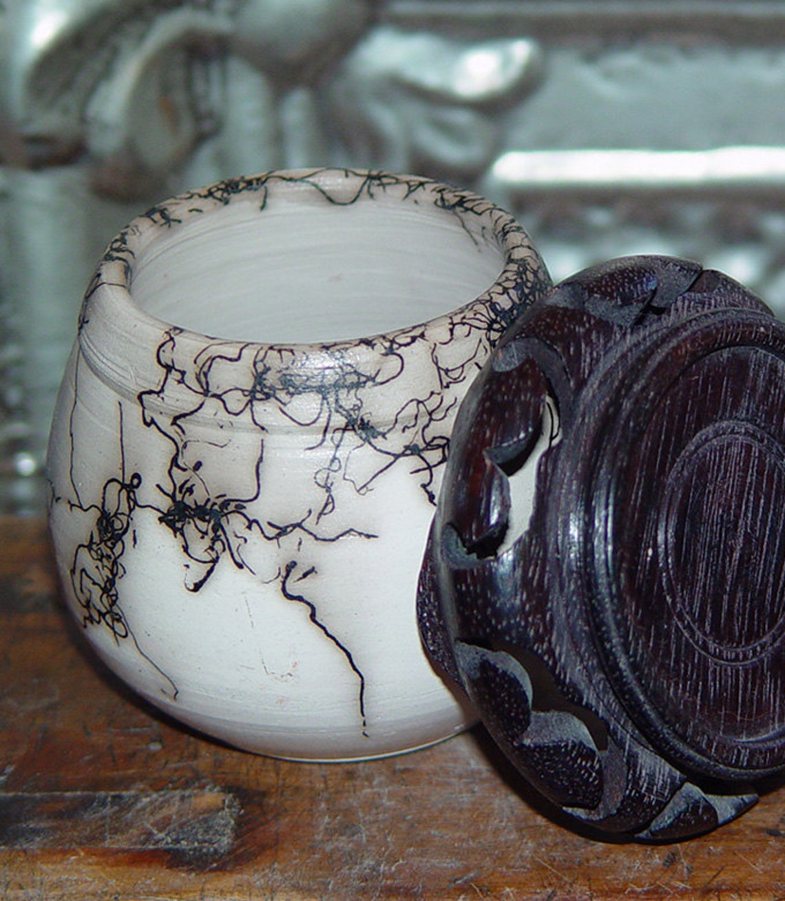 Handmade Pottery Bowl Zen Asian Look Wooden Stand 3 X 4 - Etsy