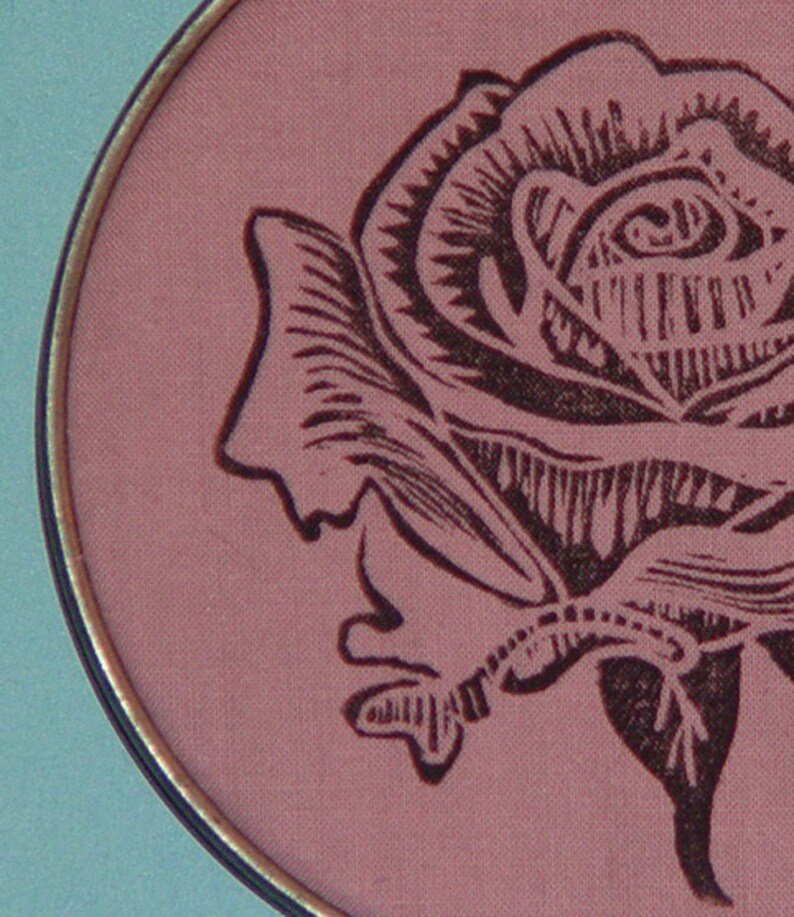 Goth Rose Art Linocut on Fabric-10 Cm 4 Inch Diameter - Etsy