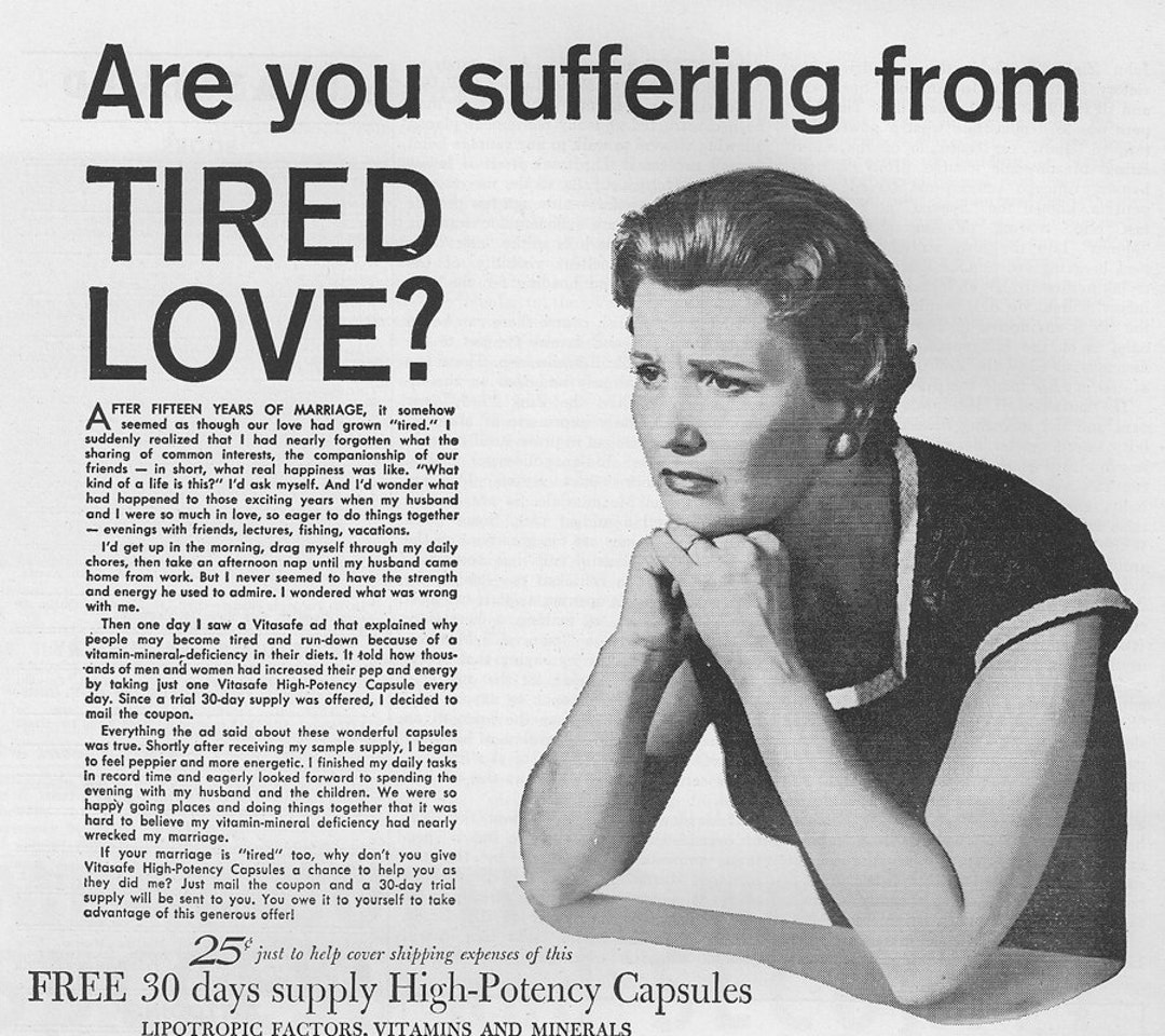 Vintage Hygiene Ads- Mens Girlie Magazine- Tired Love- 1950s Mature - Etsy