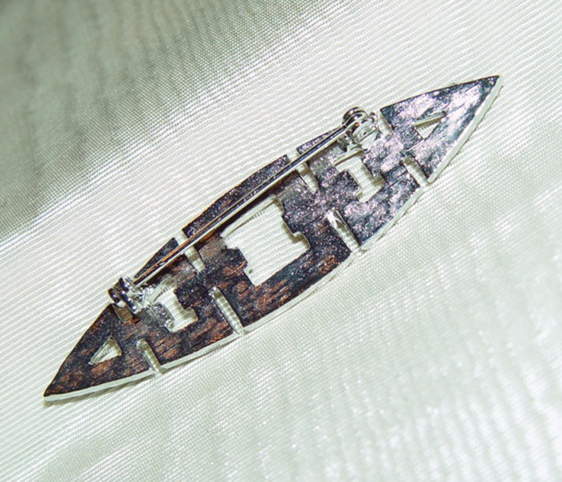 Black Enamel Deco Style Pin-vintage Rhinestone Silver Metal - Etsy
