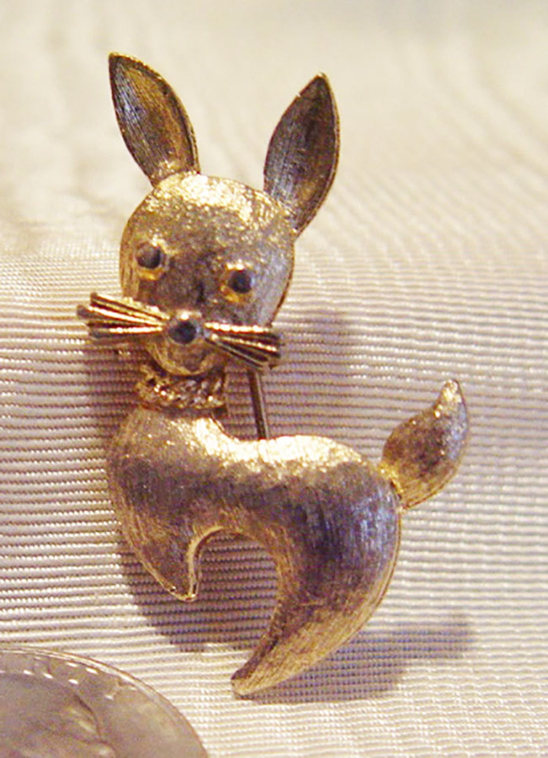 Vintage Cat Pin Retro-gold Metal Rhinestone - Etsy
