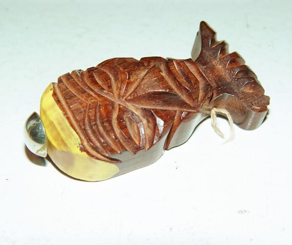 African Wood Carved Pin-Ethnic Tribal Jewelry-Midcent… - Gem