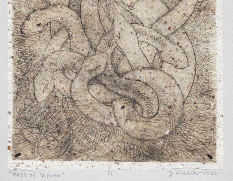 Snake Collograph Print-nest of Vipers-neutral Scary Art-9 X - Etsy